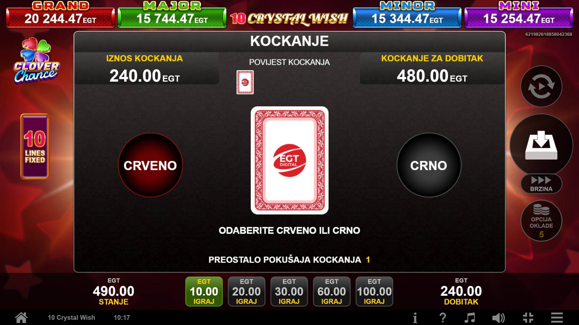 10 Crystal Wish Clover Chance